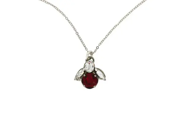 VICKISARGE The Bee Necklace In Platinum Long - Red