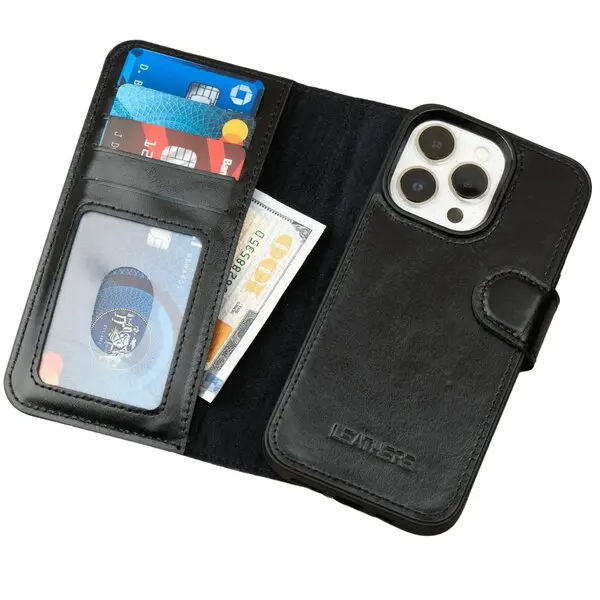 LEATHERE Iphone Series Leather Wallet Case New York - Black