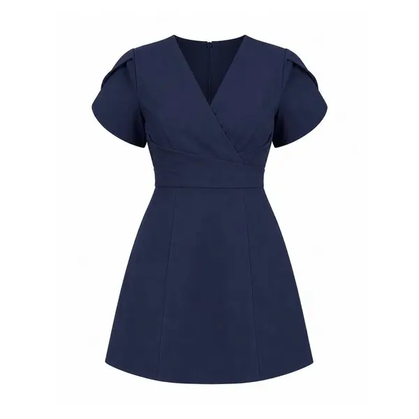 GIRL IN MIND Bridget Twist Font Split Arm Mini Dress Navy - Blue
