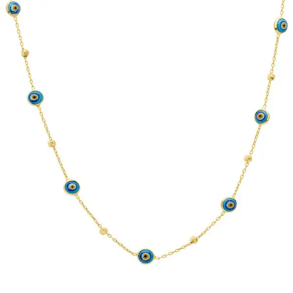 LATELITA White / Black / Blue Evil Eye Blue Enamel Beaded Chain Choker Necklace Gold - White/black/blue