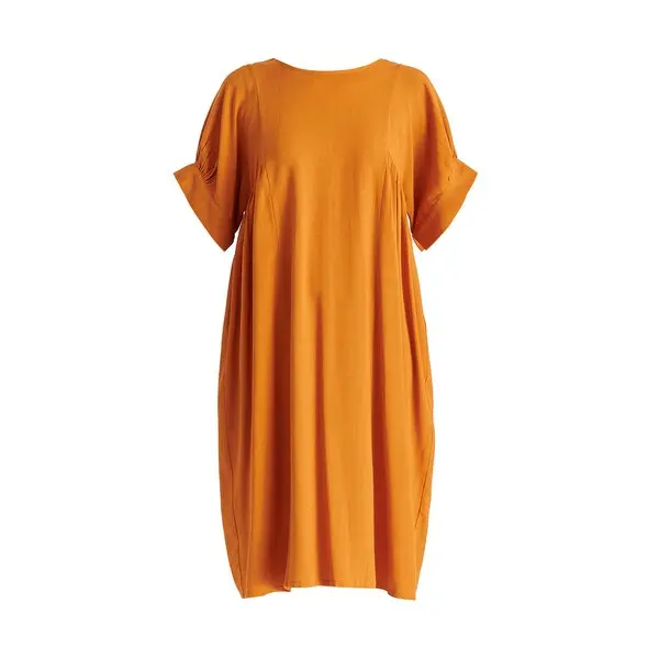 PAISIE Relaxed Fit Dress With Back Bow Detail In Ochre - Yellow