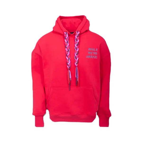 WHILE WE'RE AWAKE Dark Braid On Braid Hoodie - Red