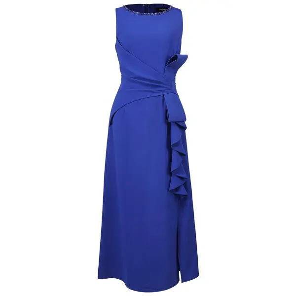 SMART AND JOY Asymmetric Ruffle Panel Dress - Blue