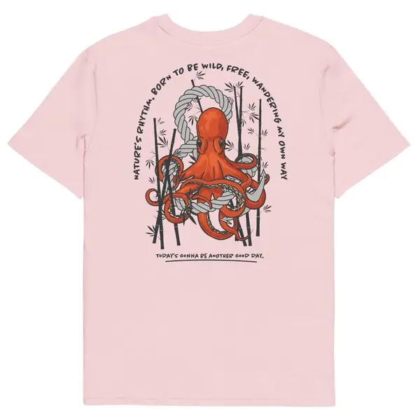 ANCHOR & CREW Cotton Octopus Another Good Day Organic Cotton T-shirt - Pink
