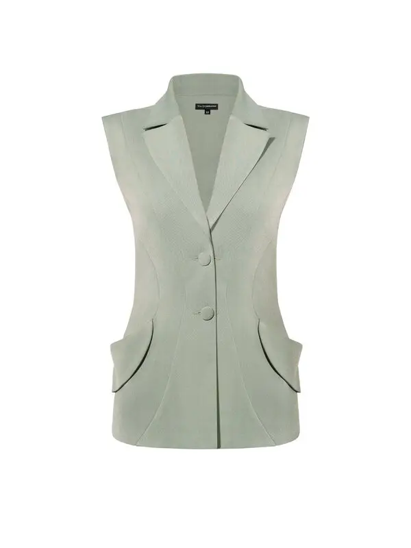 TIA DORRAINE Tailored Fit Suiting Vest Light - Green