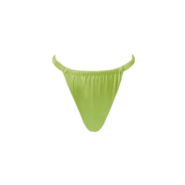 DECOLET THE LABEL Sofia Satin Bikini Bottoms In Chartreuse - Green