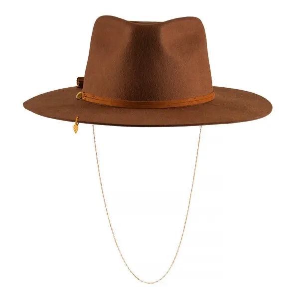 SHADED THE LABEL Pendower Coffee Fedora Hat With Sterling Silver Jewellery - Brown