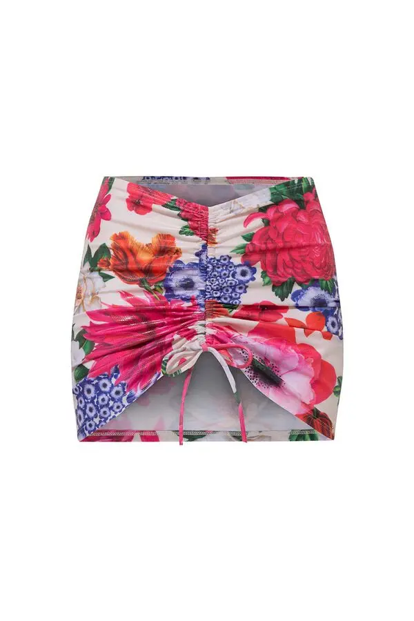 LUNA B Grace Mini Skirt Printed Ecru - Beige