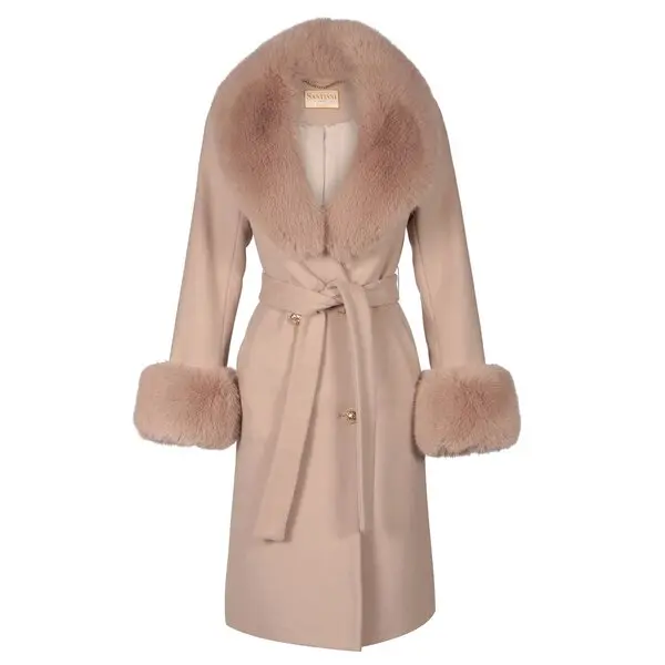 SANTINNI Marlene Cashmere & Wool Coat In Grigio - Grey
