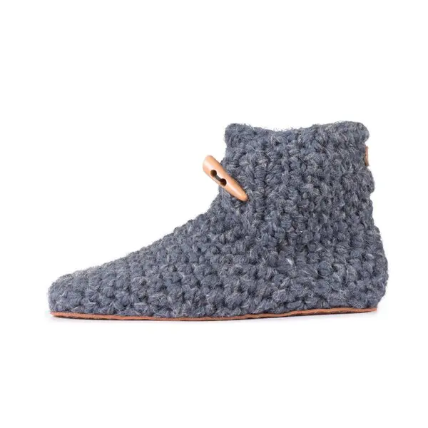 KINGDOM OF WOW Comfortable Wool Boot Slippers For & In Charcoal Gray - Grey