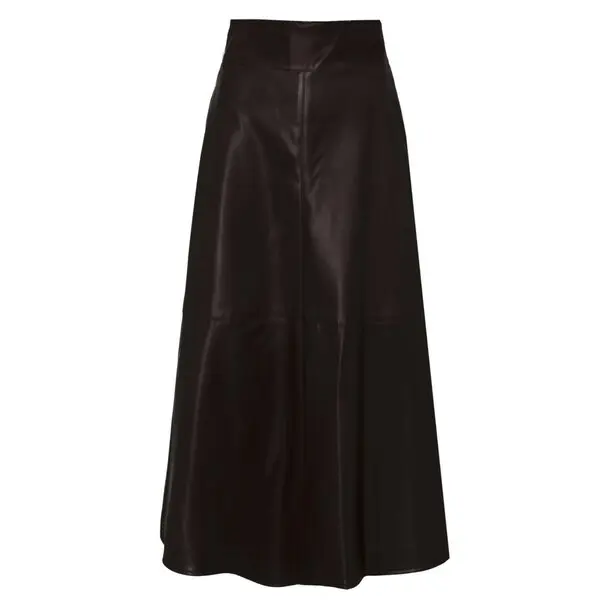 THE EXTREME COLLECTION Mocha Faux Leather High-waisted Midi Skirt - Brown