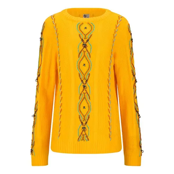 BOUTIQUE KAOTIQUE Knitted Yellow Sweated With Embroidered Bugs - Orange