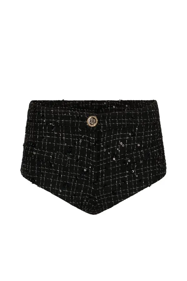 GOD SAVE QUEENS Asap Tweed Shorts - Black