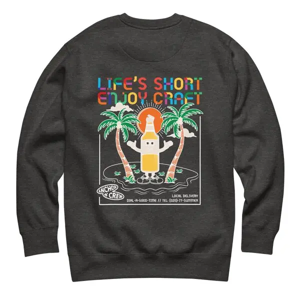 ANCHOR & CREW Heather Enjoy Craft Dial-a-local Organic Cotton Sweatshirt - Black