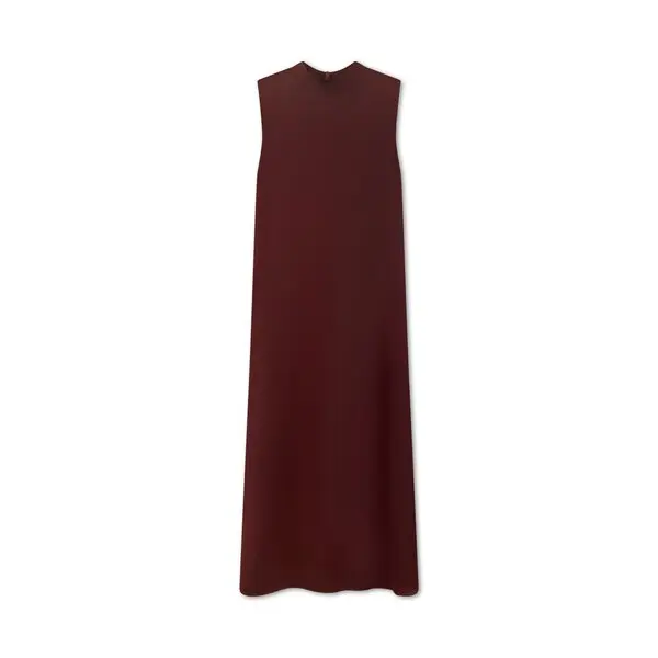 ROCH PEREL Burgundy Satin Turtleneck Dress - Red