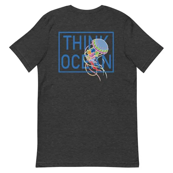 ANCHOR & CREW Heather Think Ocean Jellyfish Fluorescence Cotton Embroidered T-shirt - Black
