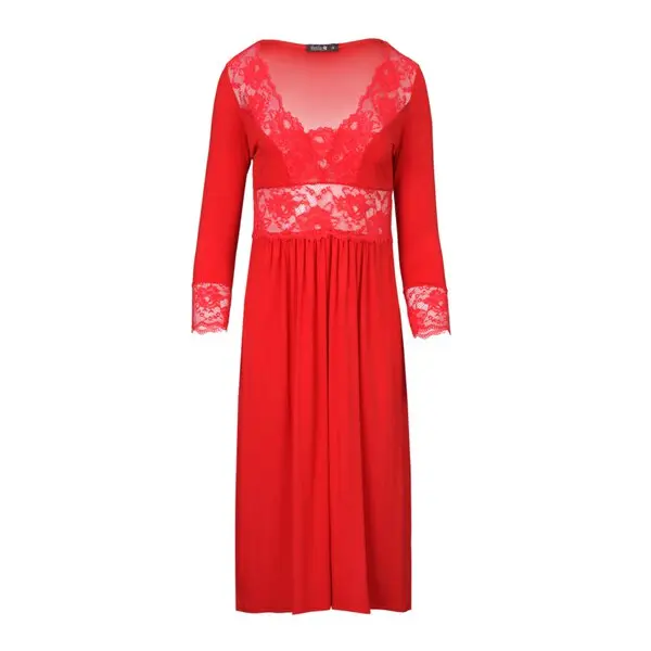 OH!ZUZA NIGHT&DAY Midi Viscose Nightgown - Red