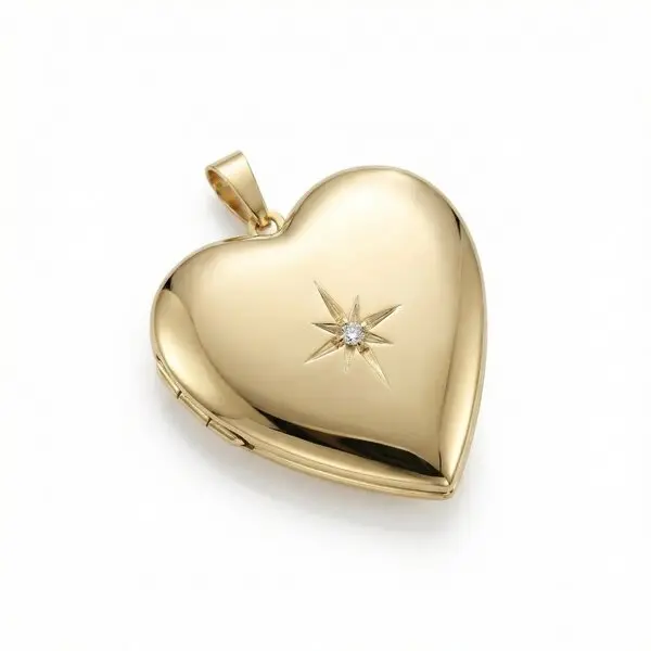 MELT'M JEWELRY Personalized North Star Heart Locket Necklace In Filled - Gold