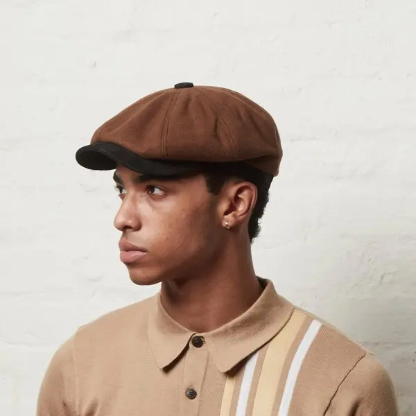 DASMARCA HATS Eden Tobacco Wool Newsboy Bakerboy Peaky Cap With Leather Visor Peak - Brown