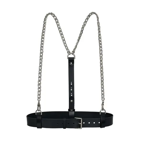 HAUTE CUIR Chain Suspender Harness - Black