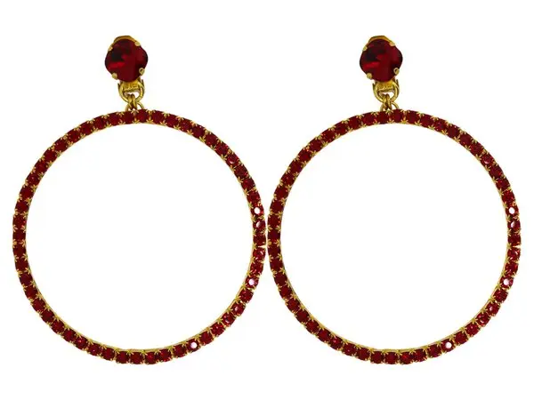 VICKISARGE The Large Hoop Earrings In Gold Pierced - Red