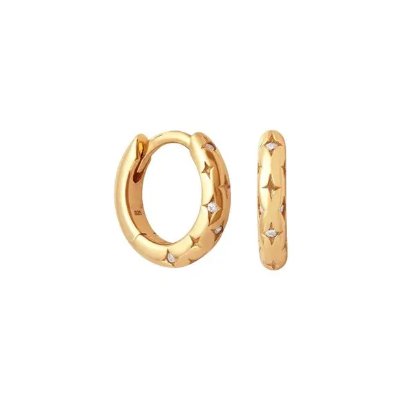 NAZZAR Mini Star Burst Huggie Earrings - Gold