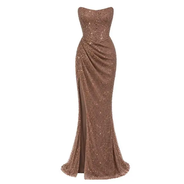 ANGELIKA JOZEFCZYK Stella Corset Evening Dress - Brown