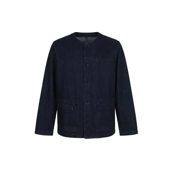 MODENAIRE Collarless Jacket Relaxed Fit Structured Utility - Blue