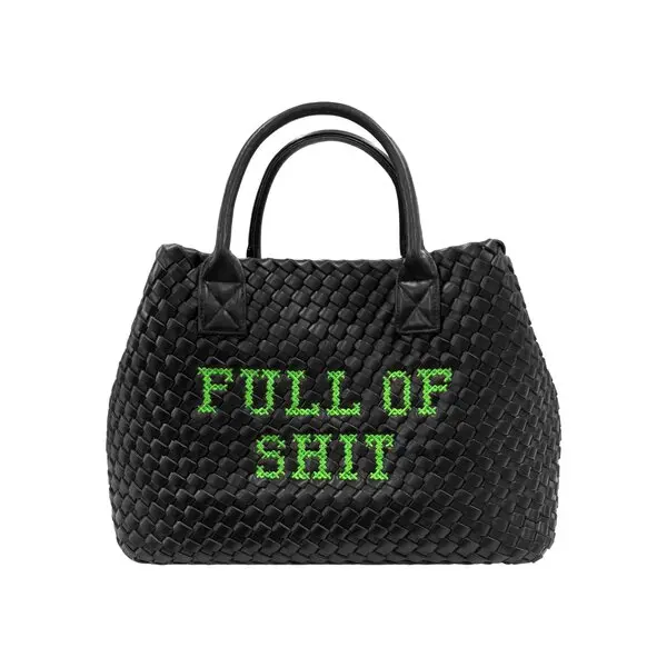 LILLY LOVES Vegan Full Of Shit Green Handbag - Black