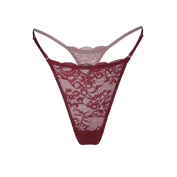 MONIQUE MORIN LINGERIE Wild Lace Micro-g Thong Velvet - Red