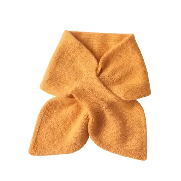 MY LITTLE NATURE Pure Cashmere Scarf Color Knitted Bow Tie Neck Warmer - Yellow