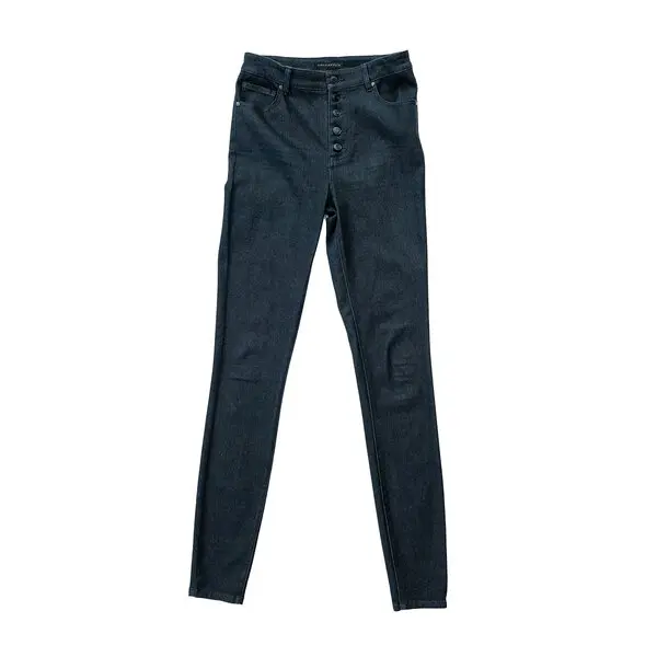 CIRCULAR PATH Button Fly Skinny Jean Tall - Black