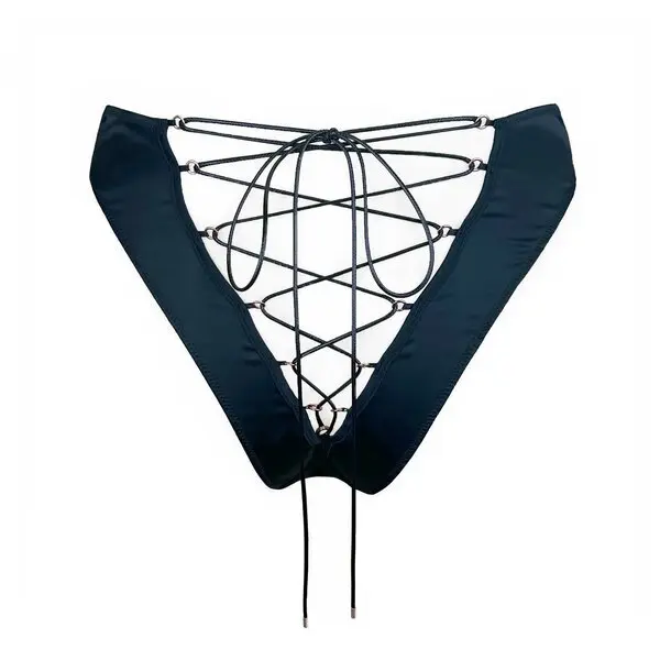 MONIQUE MORIN LINGERIE Whisper Lace-up Bikini - Black