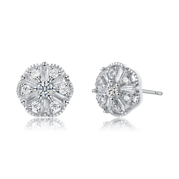 GENEVIVE Rachel Glauber Cubic Zirconia Stud Earrings - White