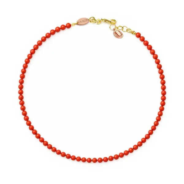 UNALOE Silver / Red Mediterranean Red Coral Necklace In Gold Vermeil – Handcrafted Italian Jewellery - Silver/red