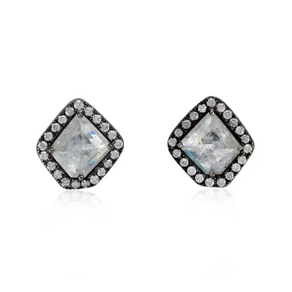 ARTISAN Gold / White White Ice Diamond Halo Stud Earrings In 18k Gold - Gold/white