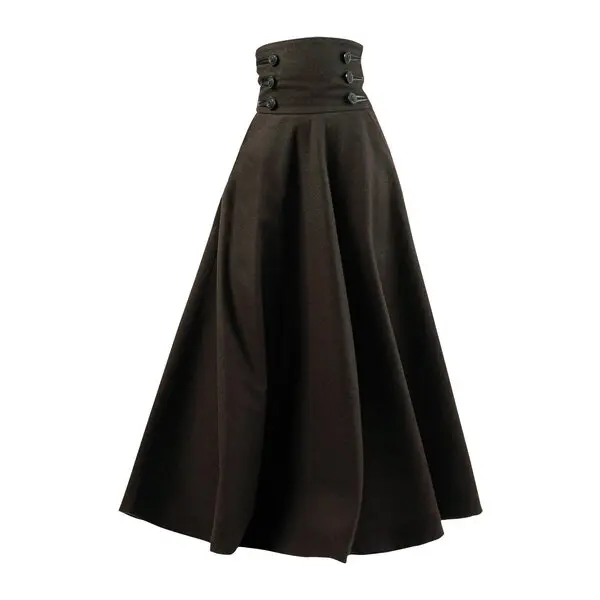NIKKA PLACE Long Wool Winter Skirt With Pockets - Brown