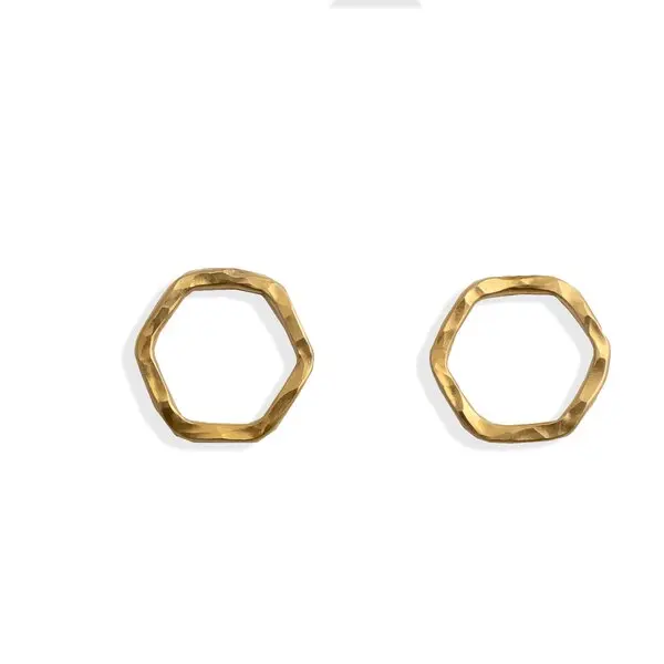 KATE KOEL Hexagon Stud Earrings - Gold