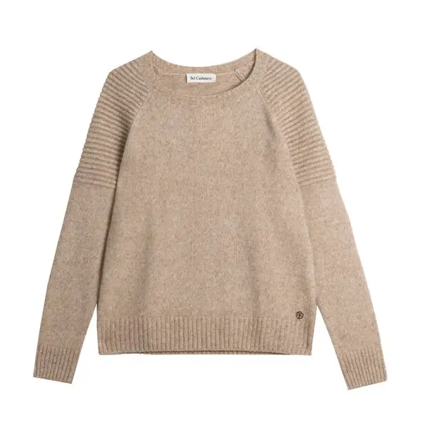 BEL CASHMERE Neutrals Motorbiker Cashmere Sweater Jaspe - Beige