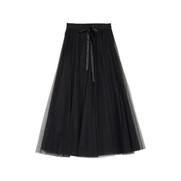 TANTRA SPAIN SL A-line Tulle Skirt With Elastic Waistband - Black