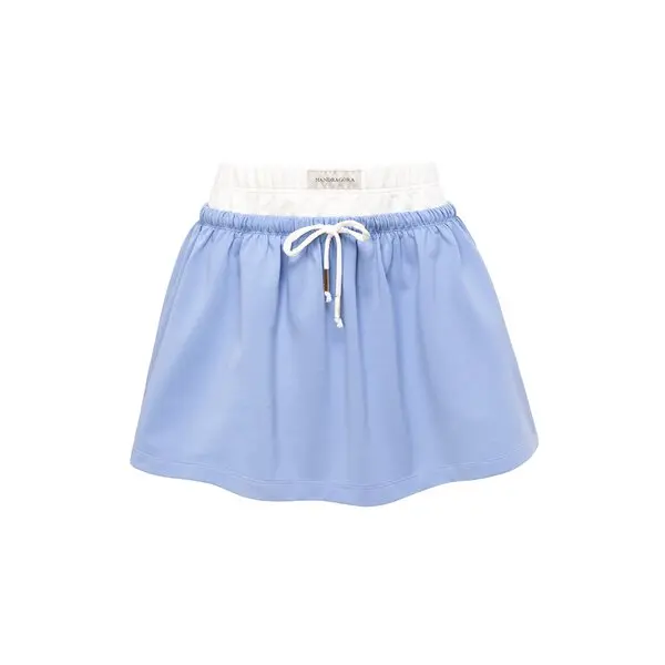 MANDRAGORA Cotton Skirt With Contrasting Fabrics – Goia - Blue