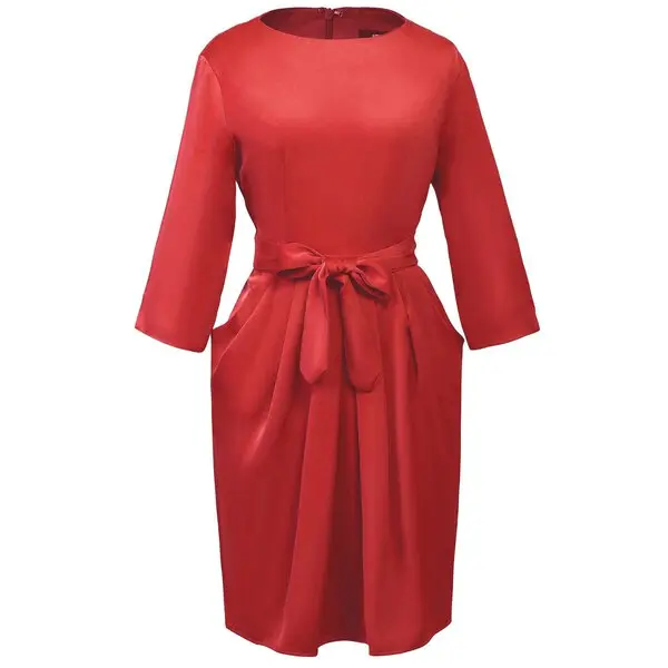 SMART AND JOY Pegged Dress With Pleats - Red