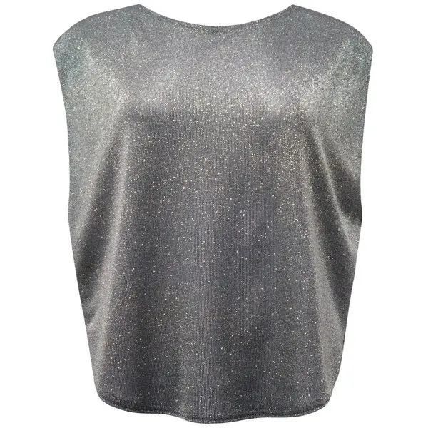 ME & THEE Silver / Grey Nail Biter Silver Grey Lurex Tee - Silver/grey