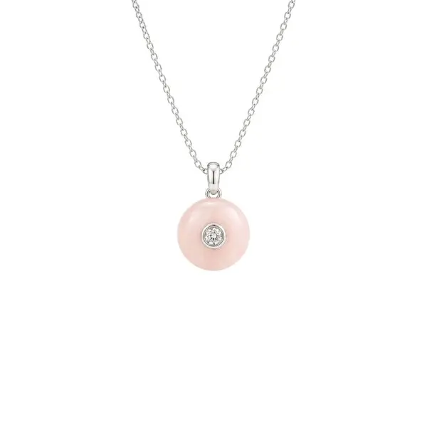 LILY FLO JEWELLERY Rose Quartz Diamond Pendant Necklace - Pink