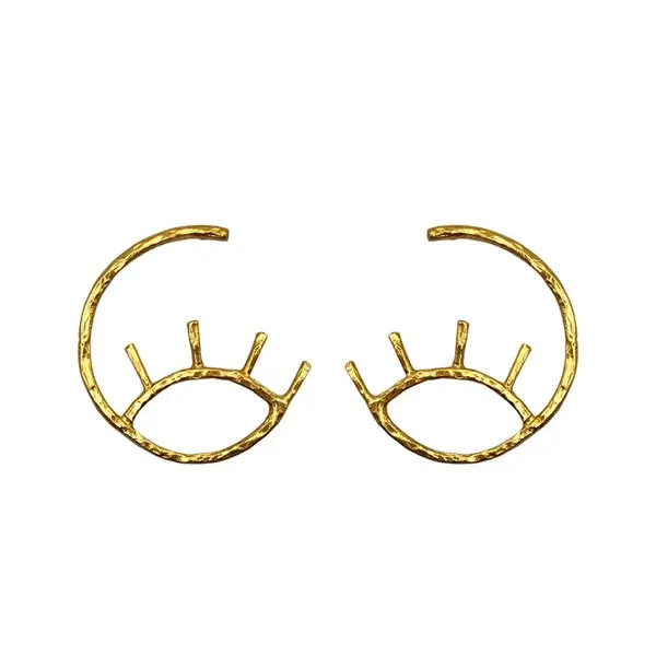 LES REINES Eye Of The Sun Hammered 24k Plated Earrings - Gold