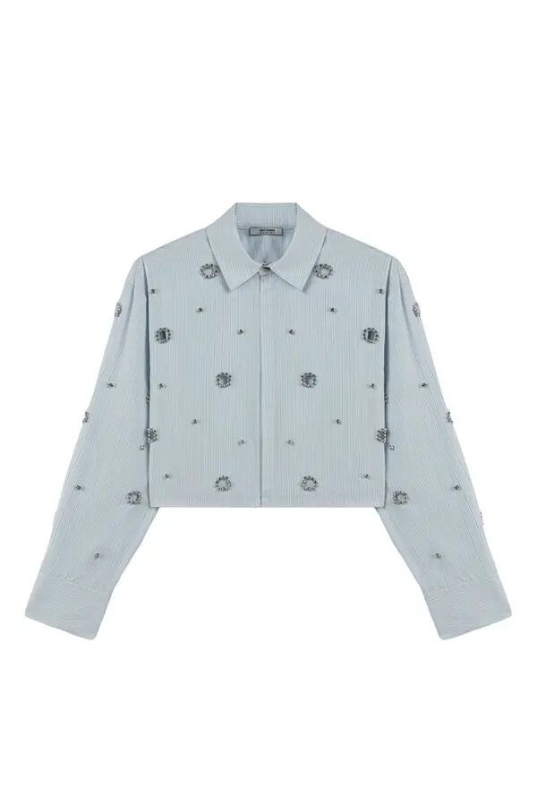 NOCTURNE Stone Detail Cropped Shirt