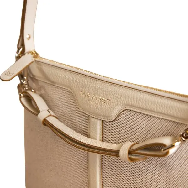 MIA FIRST - VENEZIA Neutrals Clutch Petitemia Canvas Sand - White