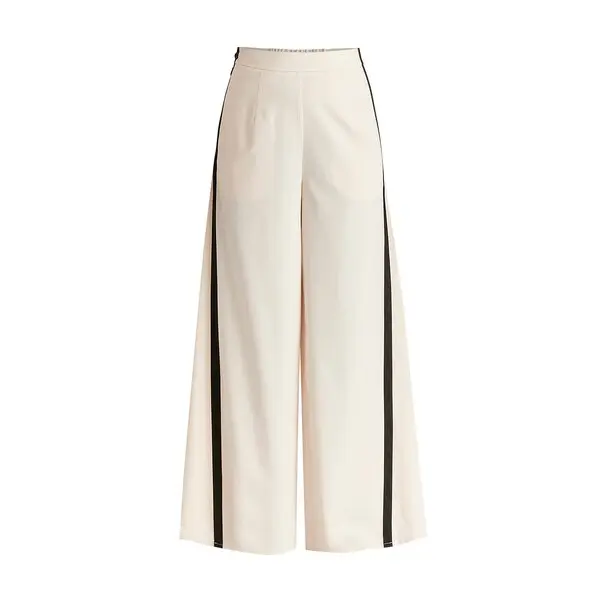 PAISIE Neutrals Contrast Trim Wide Leg Trousers In Beige And Black - Beige/black