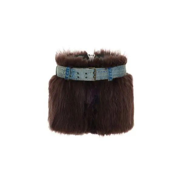 MAISON SEL Kaori Faux Fur Mini Skirt
