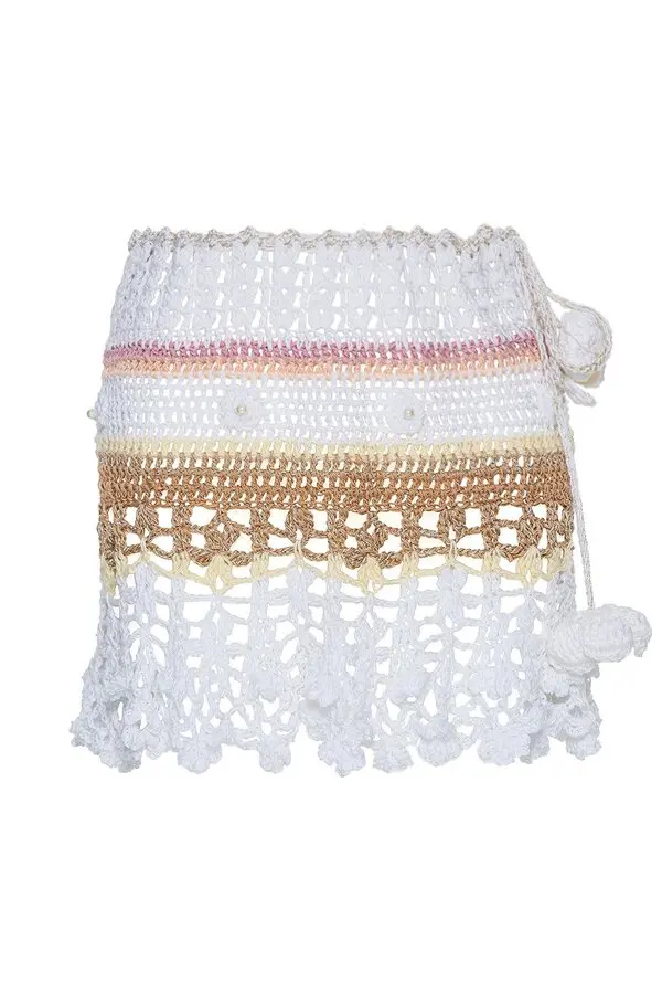 ANDREEVA Vanilla Multicolor Handmade Crochet Skirt - Yellow
